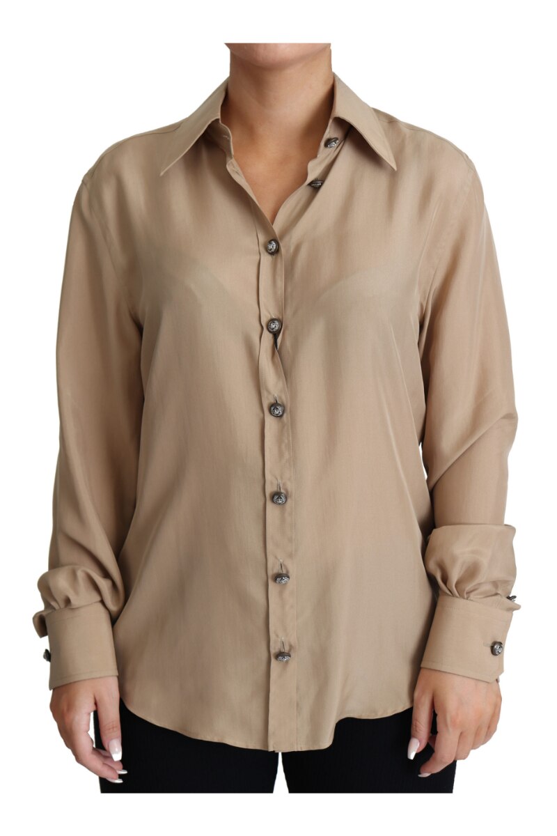 Camasa dama, Dolce & Gabbana, Matase, Bej, XS - eMAG.ro