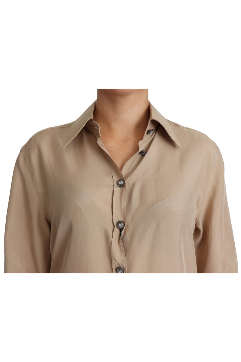 Camasa dama, Dolce & Gabbana, Matase, Bej, XS - eMAG.ro