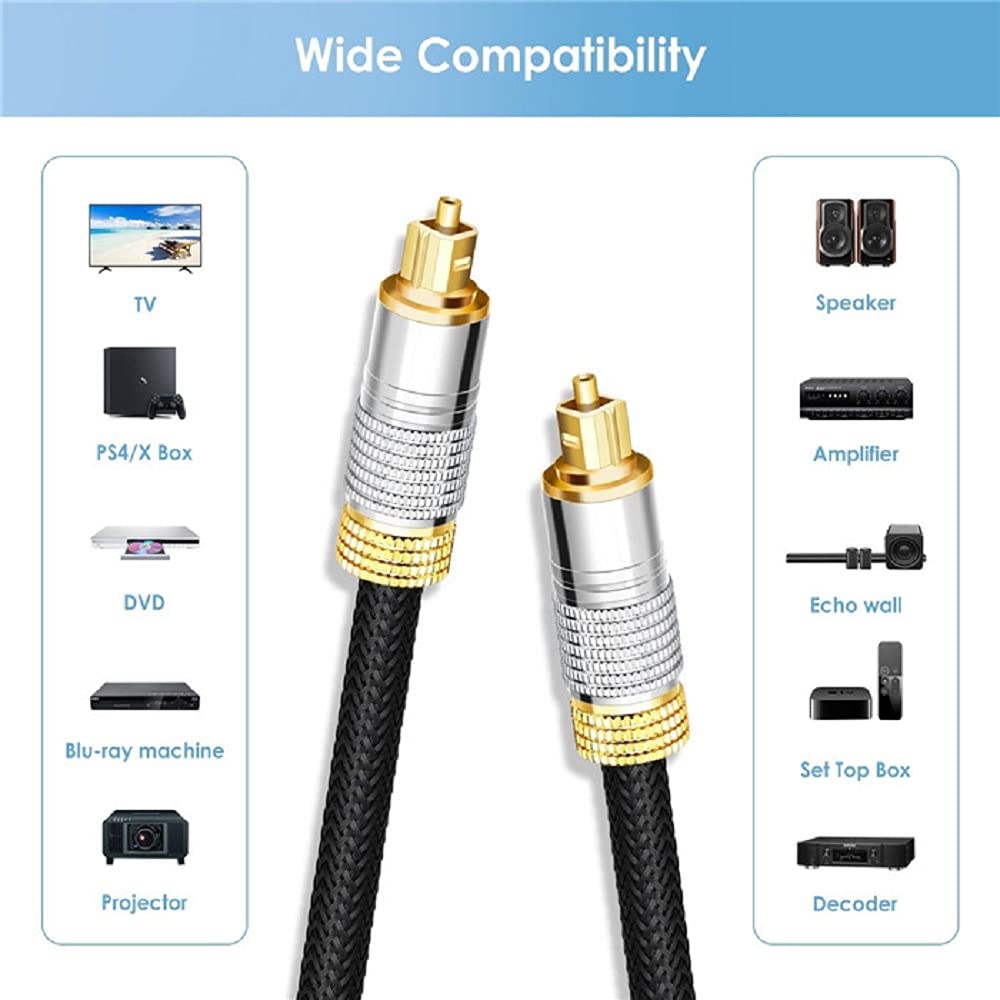 Cablu audio, 1.8m, Fibra optica, Aliaj de aluminiu, Negru/Auriu - eMAG.ro