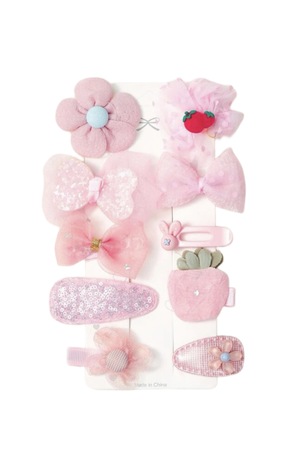 Set 10 agrafe de par roz cu fundite si inimioare - eMAG.ro