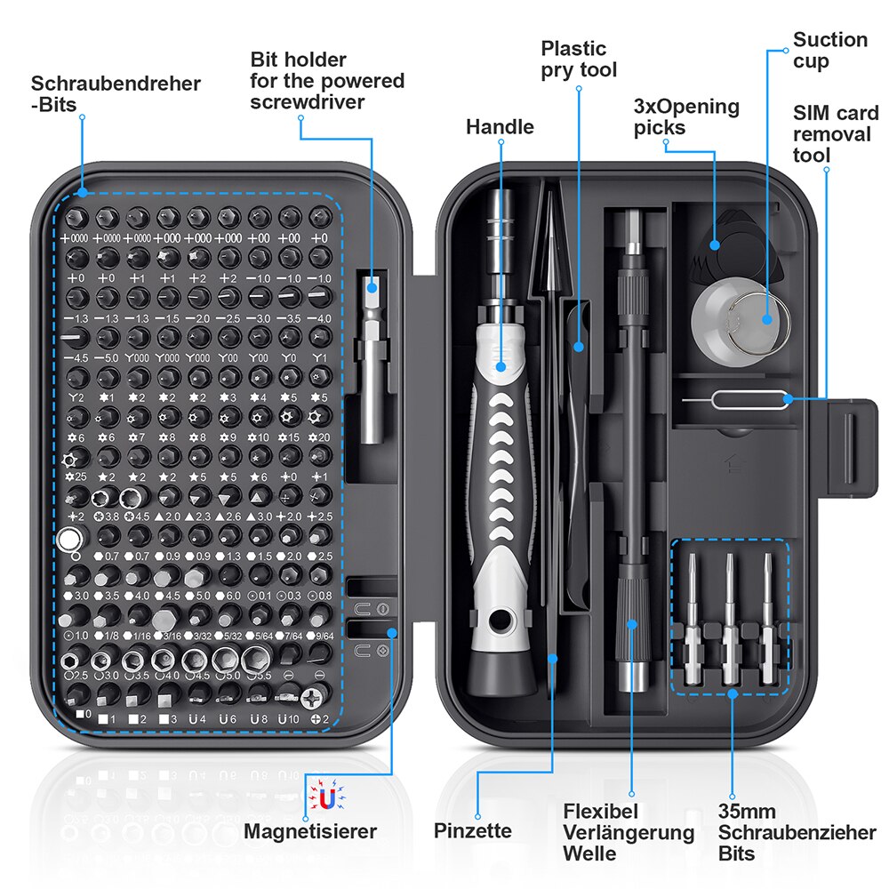 Set surubelnite precizie, 130in1, Magnetic, Gri - eMAG.ro