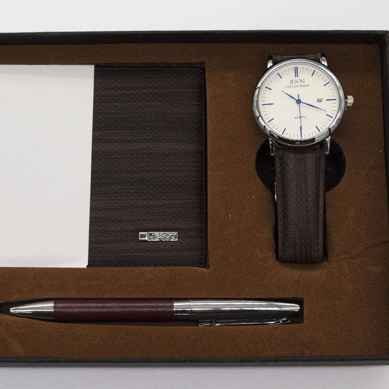 Подаръчен мъжки комплект JESOU COLLECTION, кутия с портфейл, часовник и ...