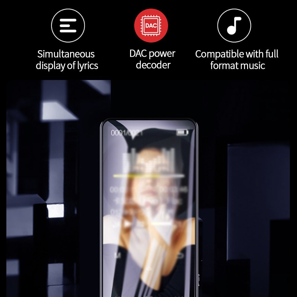 Player MP3, display 1,8 inch, 64 G suporta pana la 128 G, HIFI 6D ...