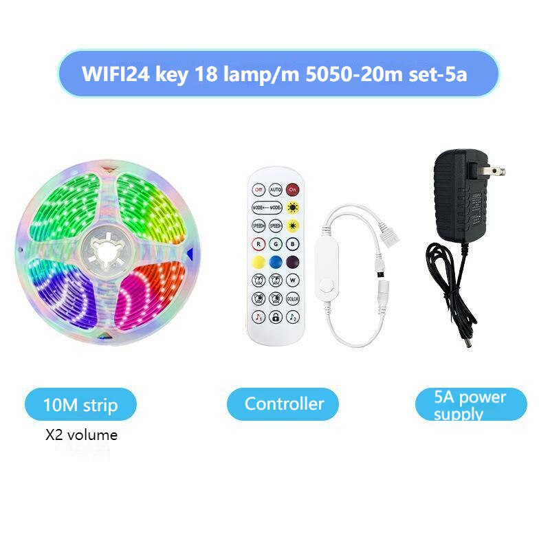 HYsmart fénycsík, LED, RGB, Wi-Fi távirányító, IP20, 20m, többszínű ...