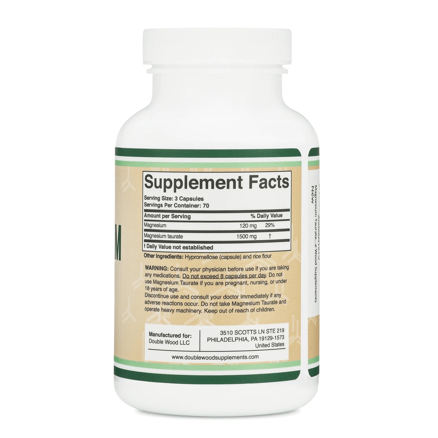 Magnesium Taurate, 210 capsules, Taurat de magneziu, Double Wood - eMAG.ro