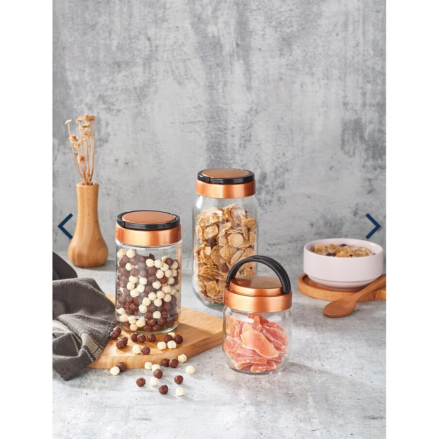 Set 3 recipiente pentru depozitare alimente, sticla, 425 ml, 660 ml ...
