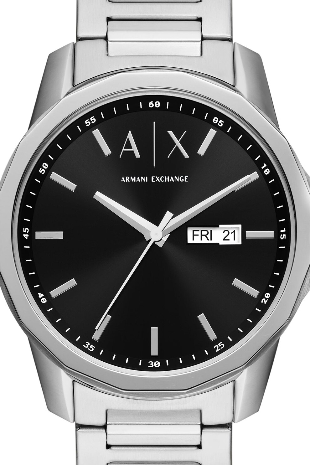 ARMANI EXCHANGE, Ceas quartz cu bratara de otel inoxidabil, Argintiu ...