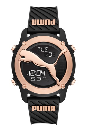 Puma, Ceas digital cu logo, Auriu, Negru - eMAG.ro