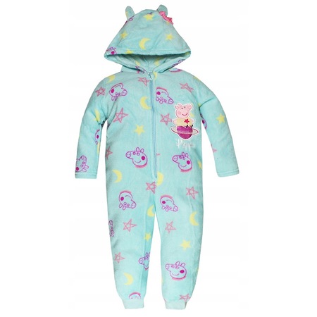 Pijama tip Overall Peppa Pig, cocolino Albastru 110 CM - eMAG.ro