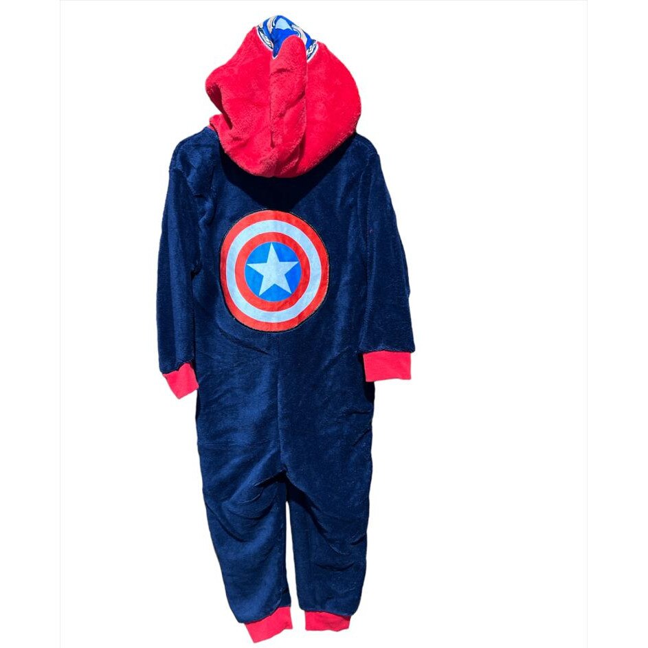 Pijama tip Overall Avengers Insigna, cocolino, bleumarin Bleumarin 104 ...