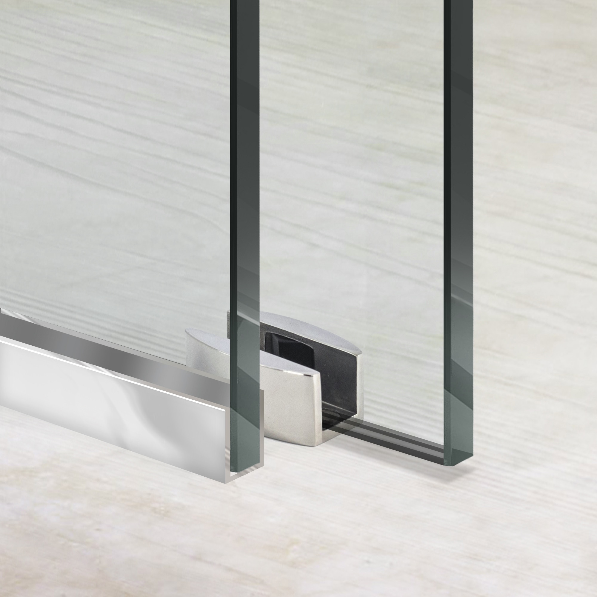 Perete dus cu usa glisanta Glissando Simple Inox, feronerie full inox ...