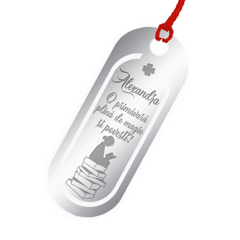 Martisor Semn de Carte Inox Oval Argintiu Nume Alexandra - eMAG.ro