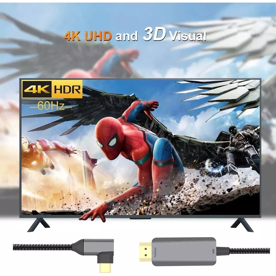 Cablu USBC HDMI 4K@60Hz unghi drept, suporta HDR 18Gbps CableCreation ...