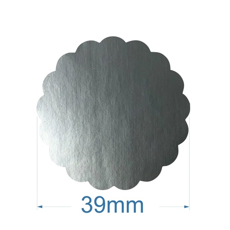 Autocolant Timbru Sec - Argintiu Mat Metalic, 39mm, colturi rotunjite ...