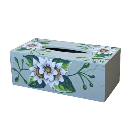 Cutie pentru servetele, pictata cu flori, Multicolor, 23 x 11x 8 cm ...