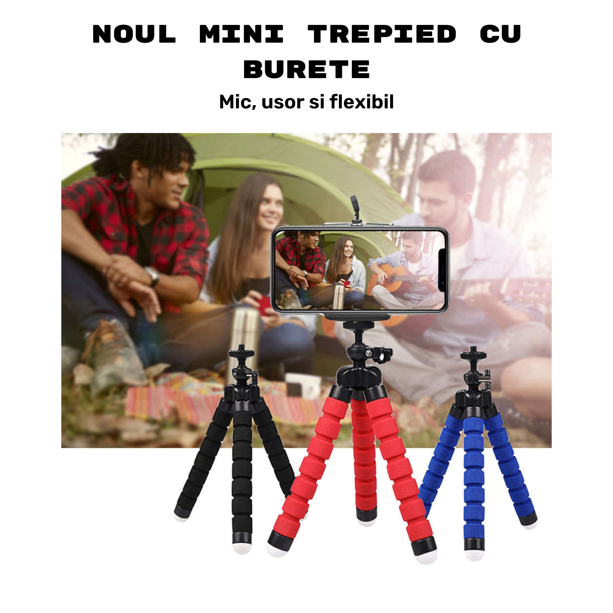 Trepied cu telecomanda universala Bluetooth, Tripod Selfie Stick ...