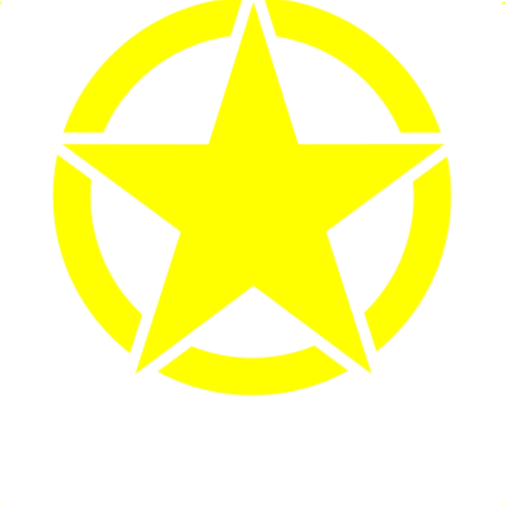 Sticker decorativ perete, auto si geam, Stea in cerc, Galben, 25 cm ...