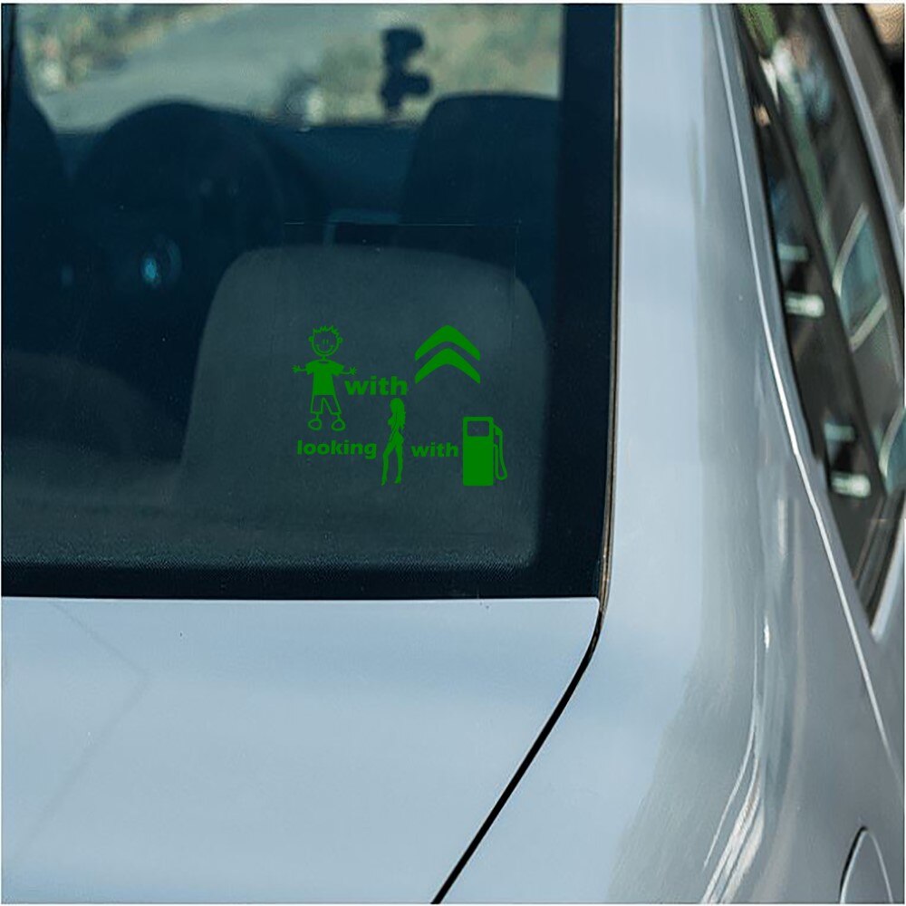 Sticker decorativ perete, auto si geam, Baiat cu masina caut fata cu ...