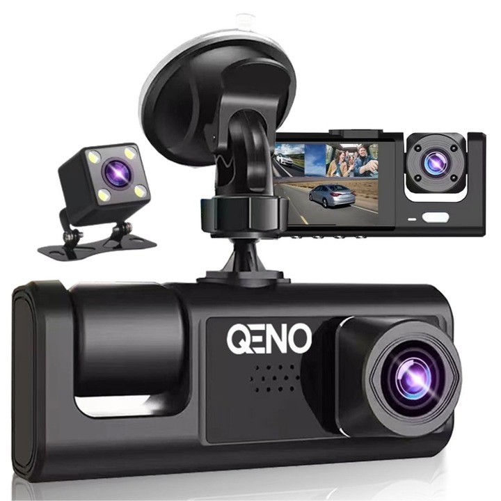 Camera Auto De Bord DVR Qeno® TRIO Camera High PRO Full HD 1080P, 3 ...