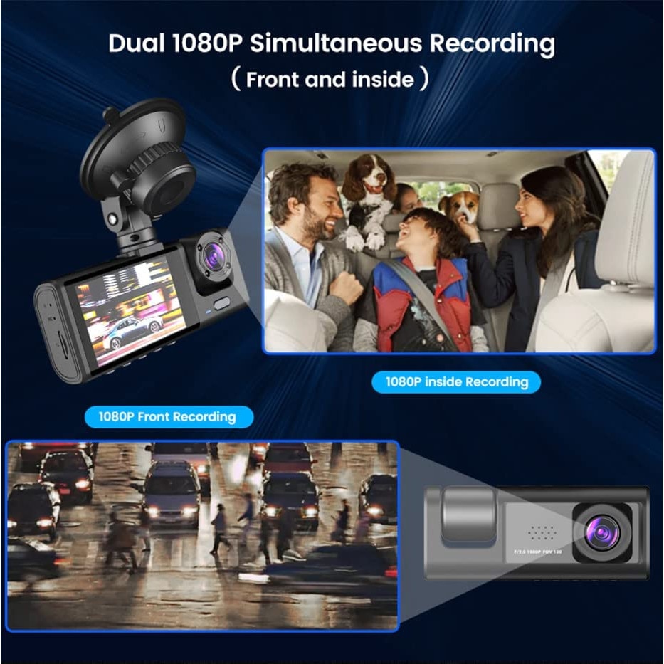 Qeno TRIO High PRO DVR autós kamera, Full HD 1080P kamera, 3 lencse ...