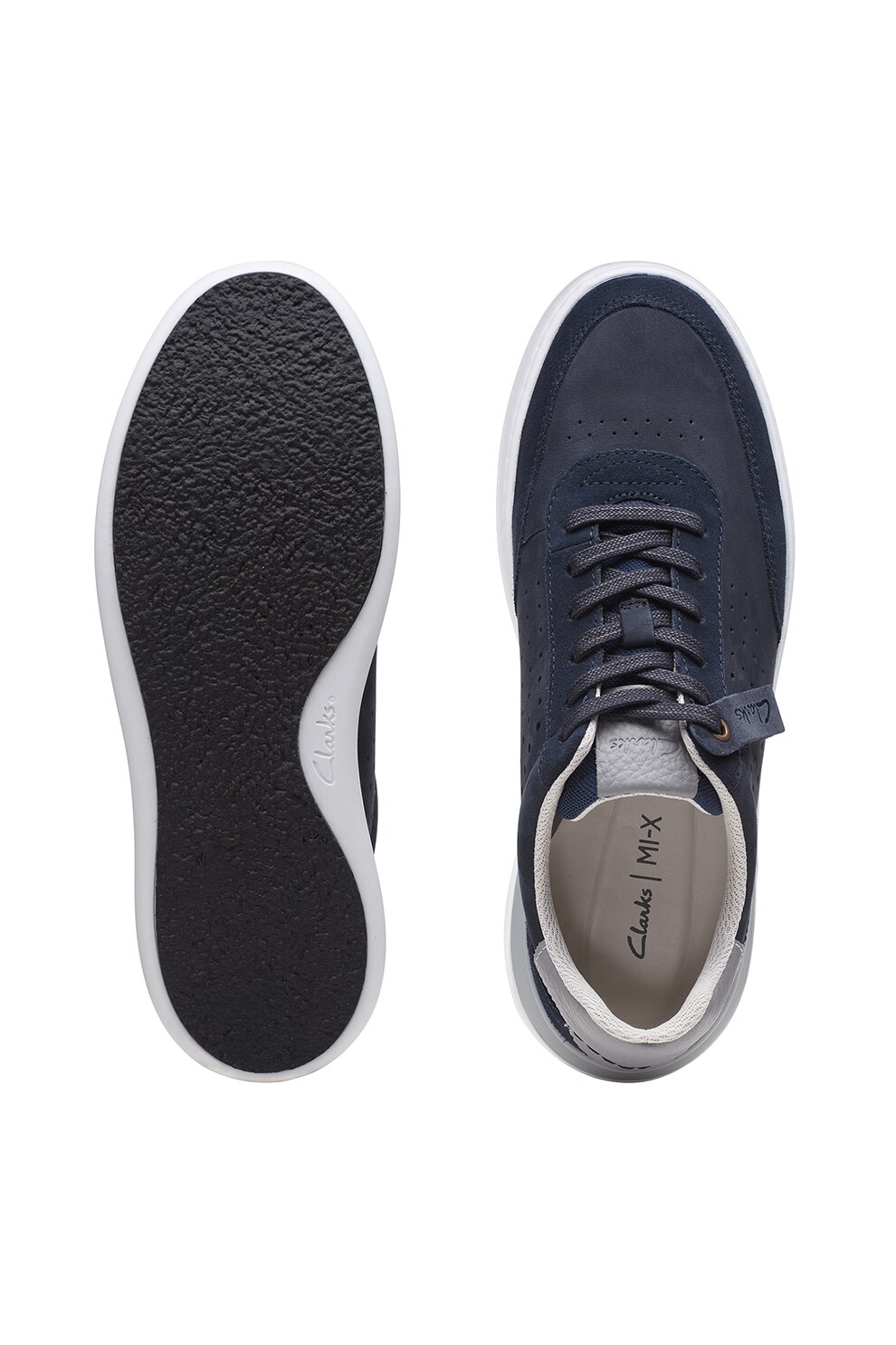 Clarks, Спортни обувки CourtLite Tor от набук и велур, Тъмносин, 10.5 ...