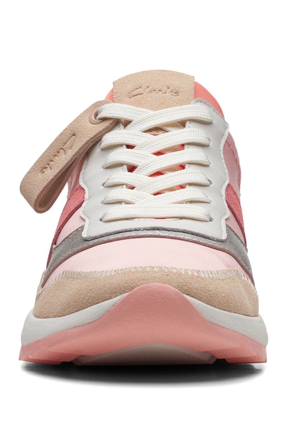 Clarks, Pantofi sport low-top de piele Dash Lite Jazz, Roz somon, Bej ...