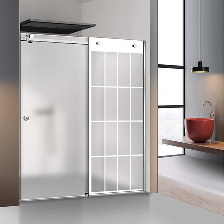 Paravan dus cu usa glisanta Glissando INOX, model Rank alb, sticla mata ...