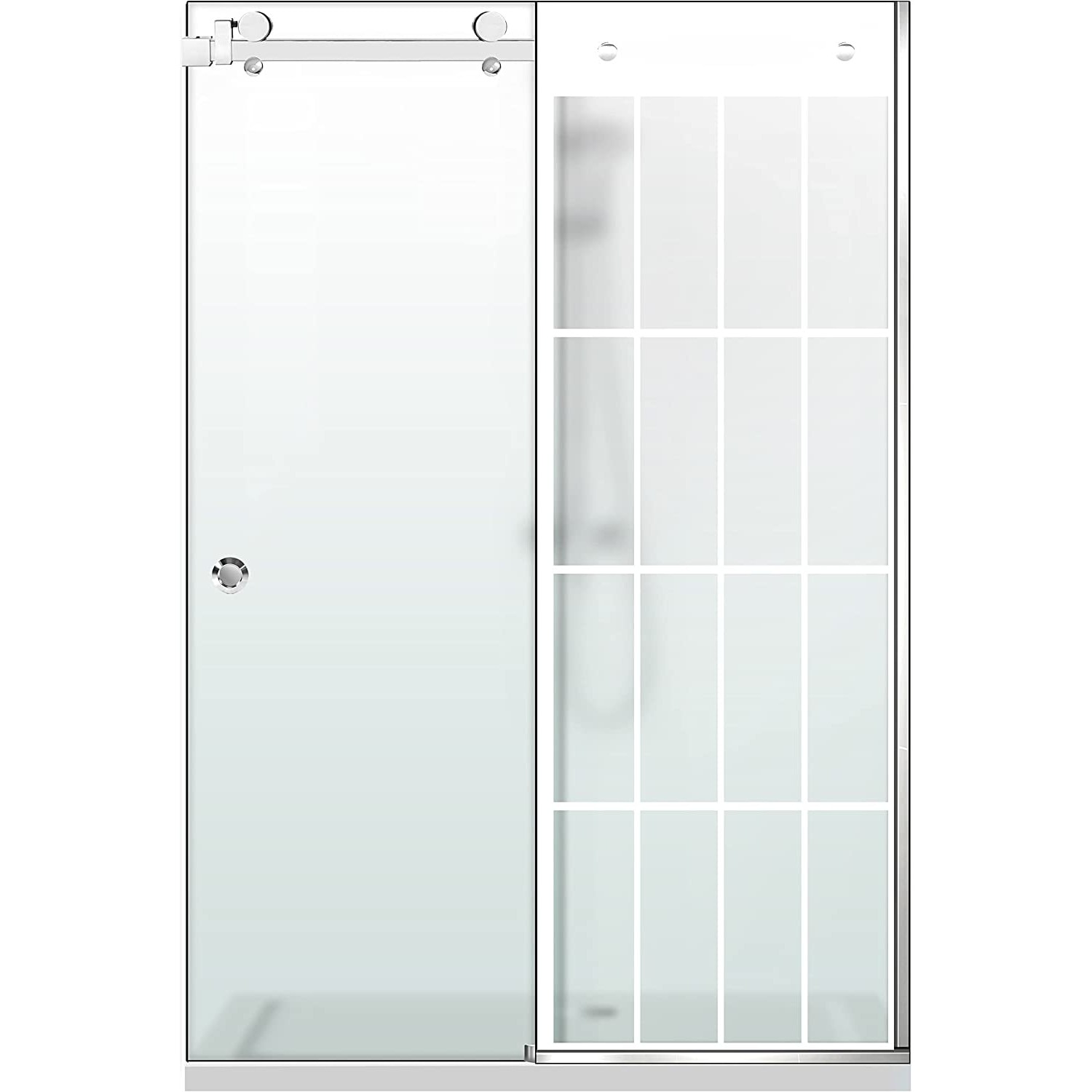 Paravan dus cu usa glisanta Glissando INOX, model Rank alb, sticla mata ...