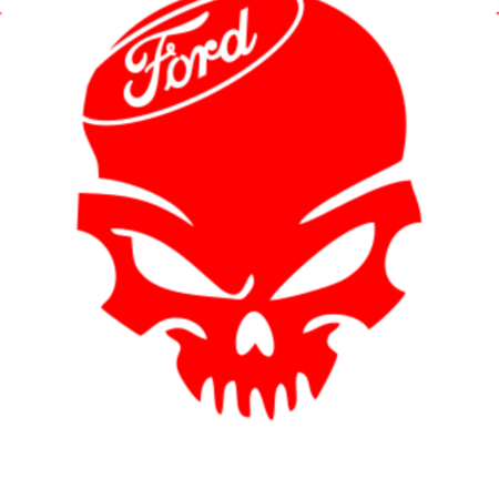 Sticker decorativ perete, auto si geam, Cap mort ford, Rosu, 25 cm ...