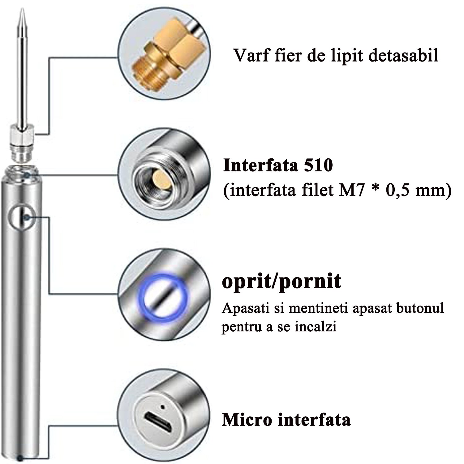 Set de lipit, Vaxiuja, Portabil, USB, Cositorit/sudat, Argintiu - eMAG.ro