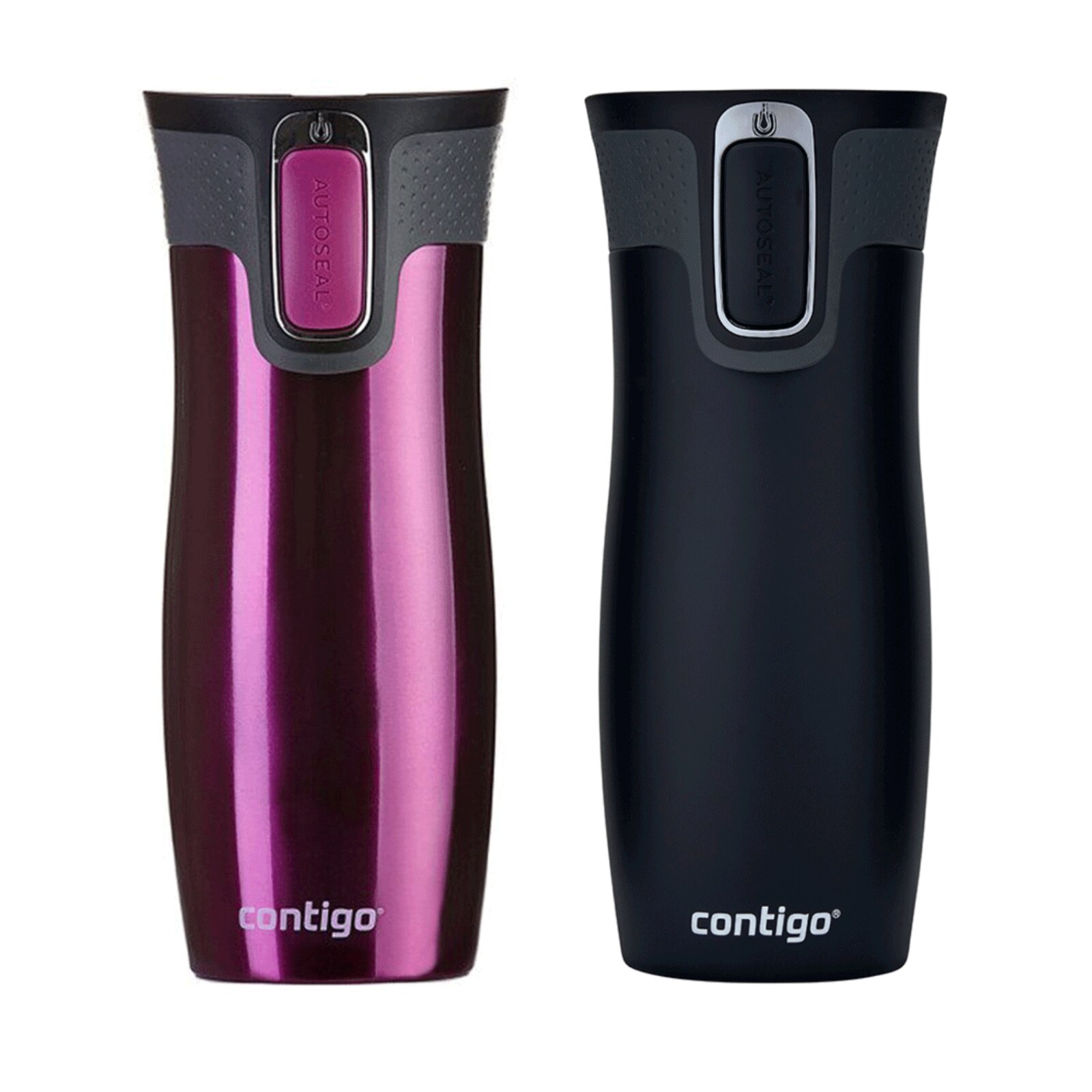 Set 2 cani termos West Loop 2.0, Contigo, Inox, 470 ml, Roz/Negru - eMAG.ro