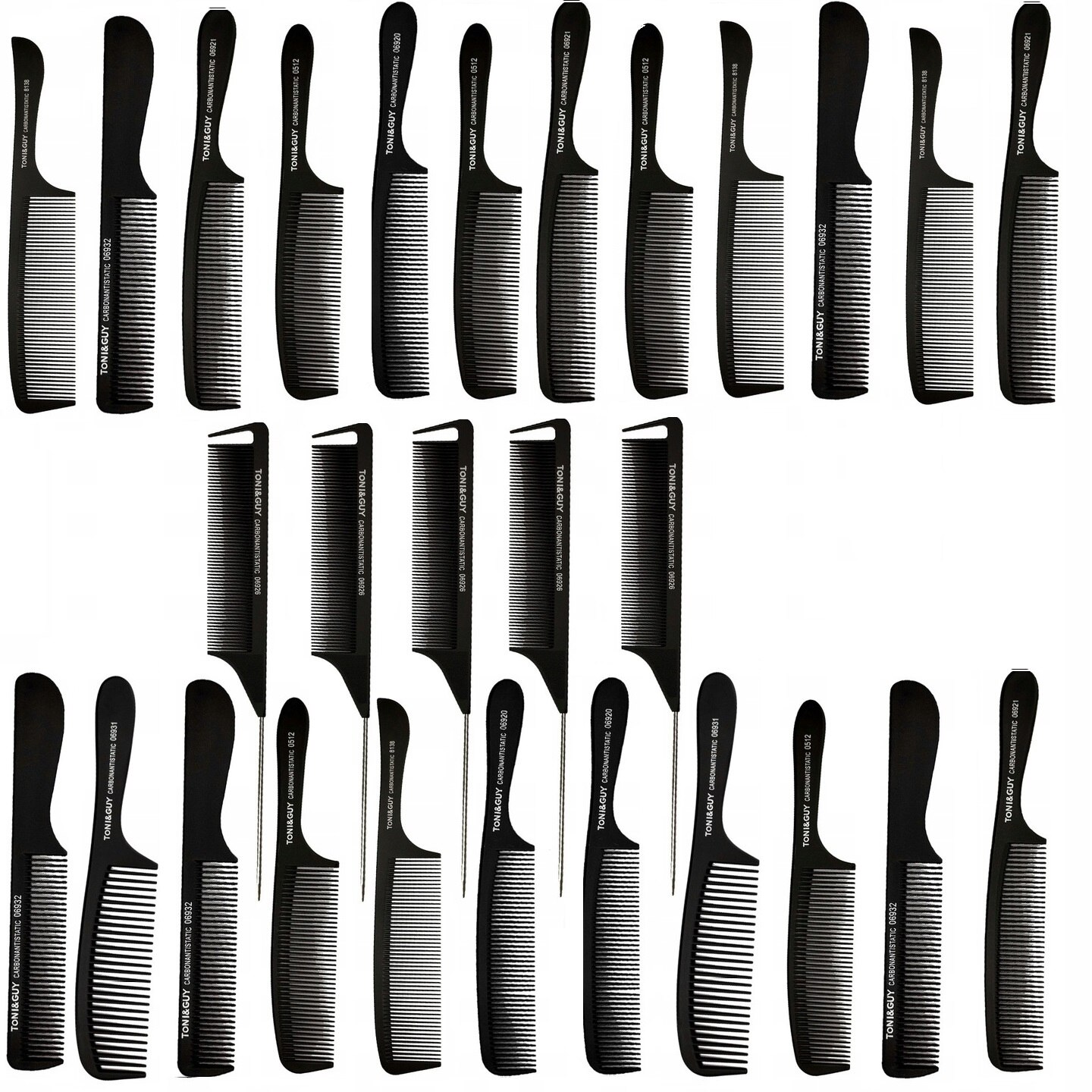 Set profesional de piepteni de coafura, model TONI&GUY, Negru, 28 ...