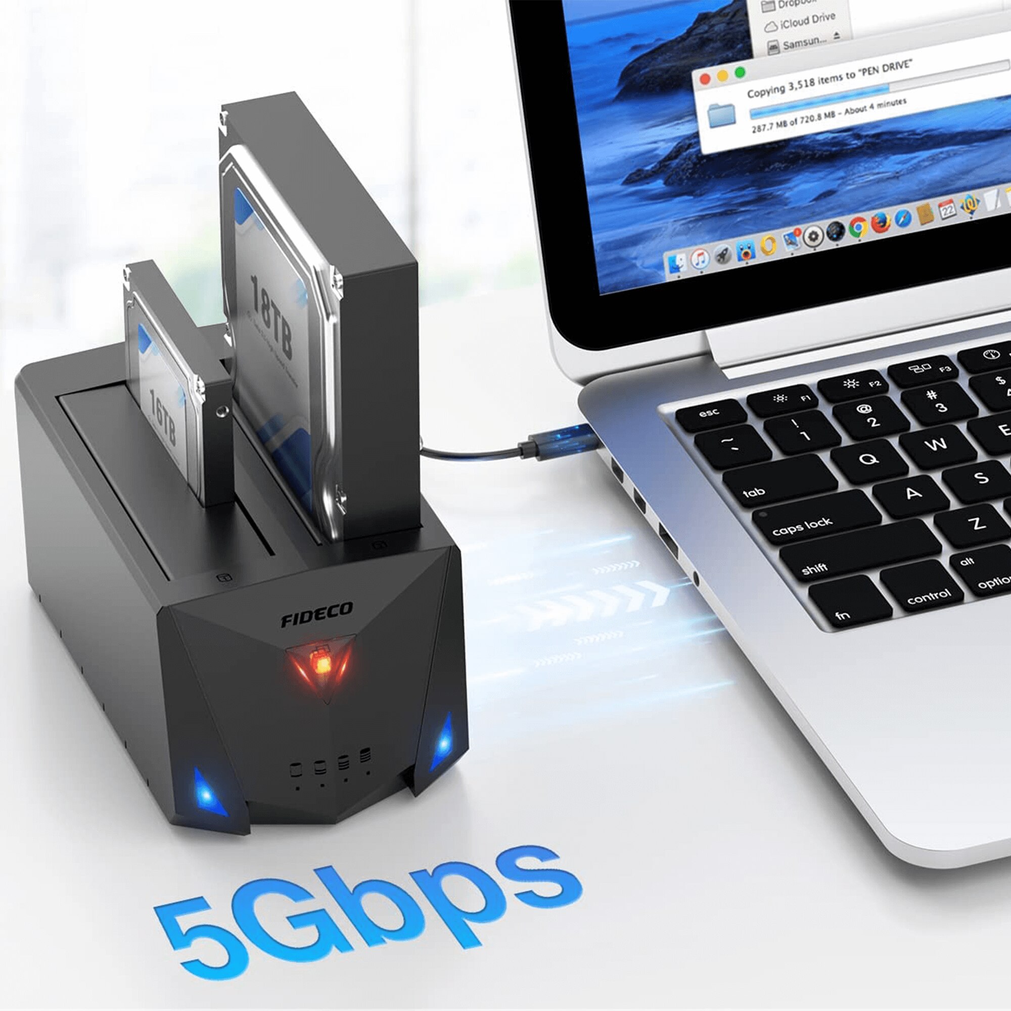 Docking Station Dual, Gaming Usb 3.1, Compatibil 2X 2.5" 3.5" Inch Sata ...