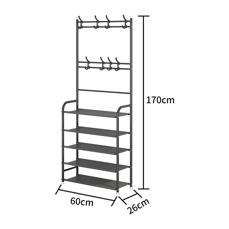 Cuier cu pantofar metalic cu 5 rafturi Asos, 60 cm x 26 cm x 170 cm ...