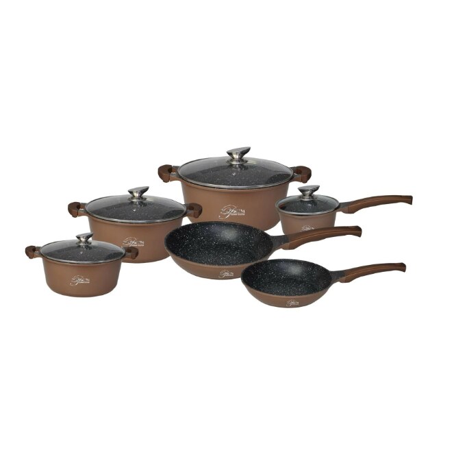 Set de 10 oale PREMIUM din aluminiu acoperite cu marmura, culoare bronz ...