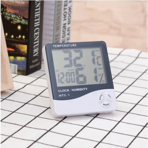 Termometru camera Pro HTC 1, Umiditate, Ceas, Alarma, Profesional, Alb ...