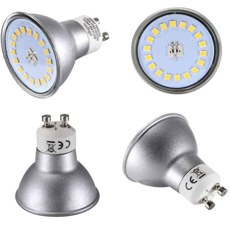 Комплект от 6 Led крушки Gu10 5w 45w 450lm топла светлина 3000k