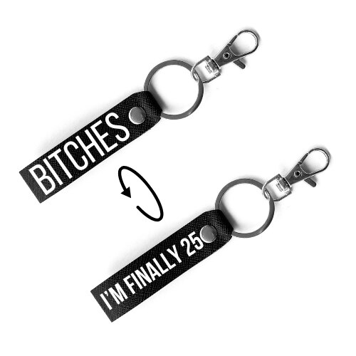Breloc accesoriu chei/geanta, BRELOCK, piele, 3 x 8 cm, zi de nastere ...