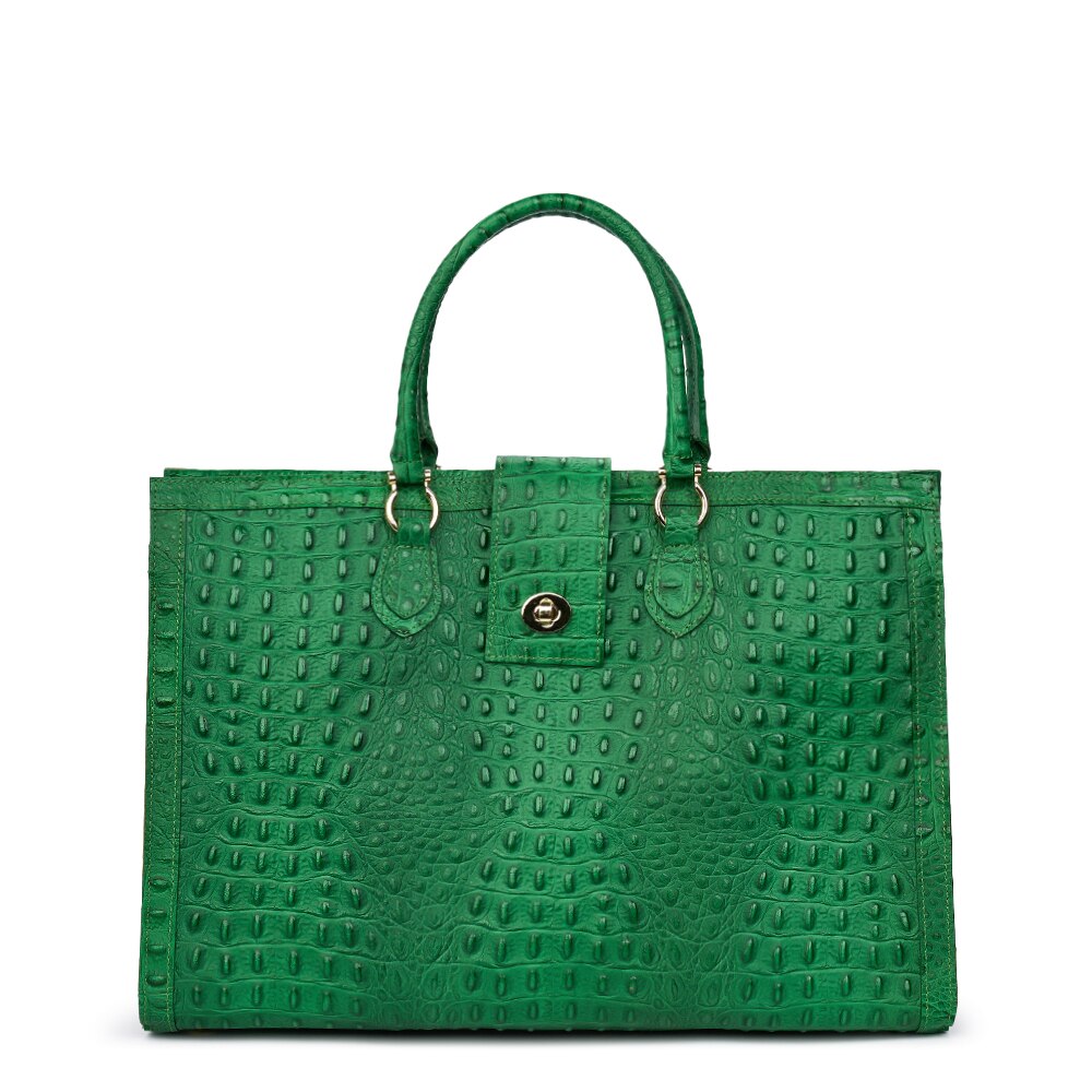 Geanta din piele amprentata model aligator Matilda verde - eMAG.ro