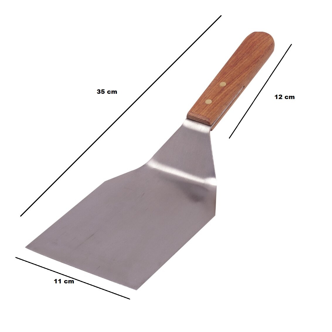 Spatula pentru Gratar Plita sau Hamburger din Inox cu Maner din Lemn 35 ...