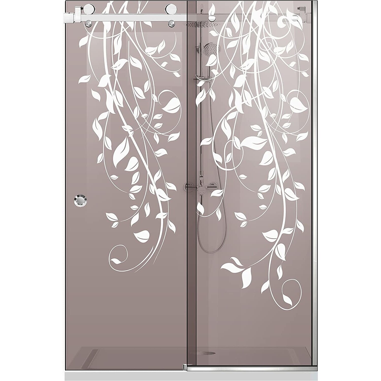 Paravan dus cu usa glisanta Glissando INOX, model Dance alb, sticla ...