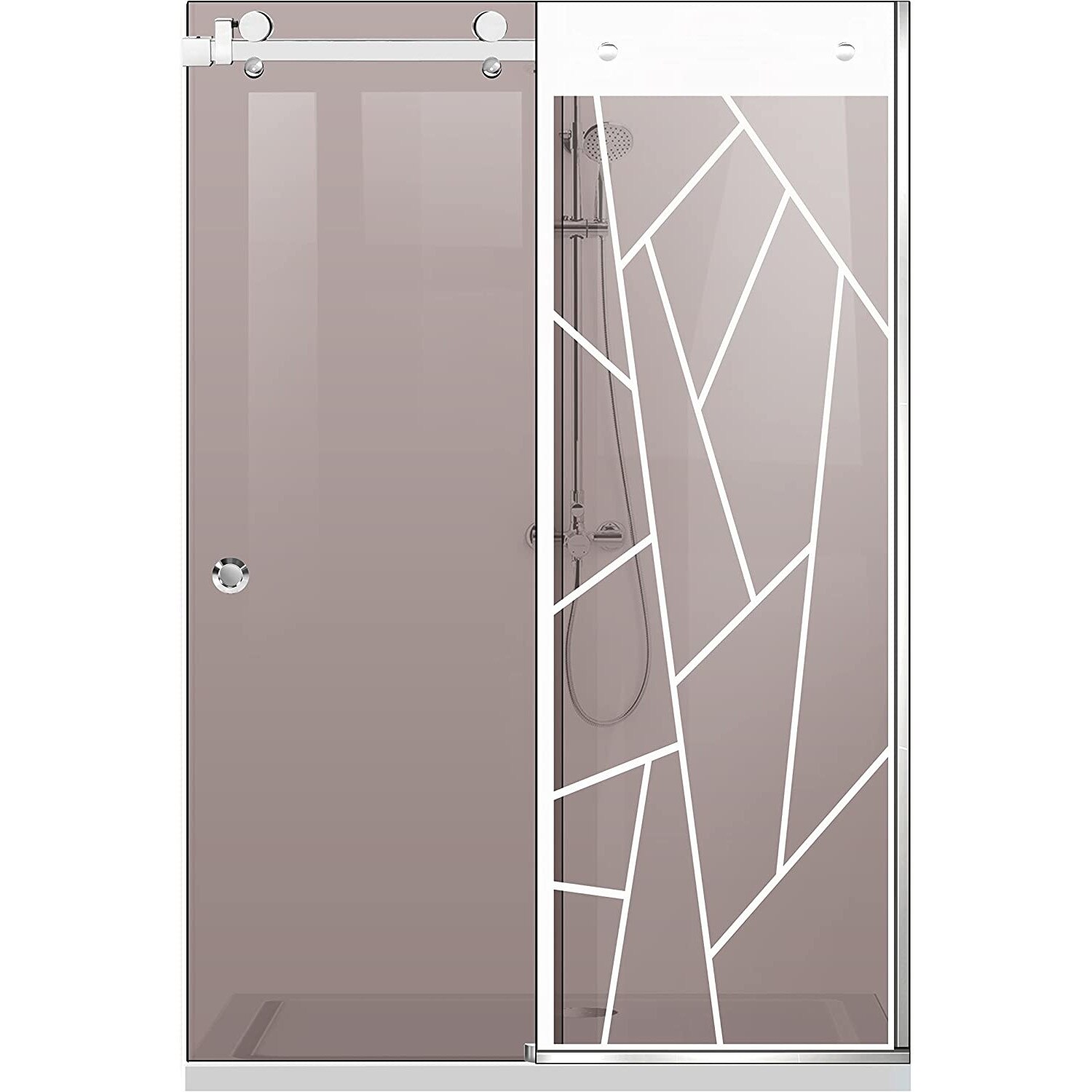 Paravan dus cu usa glisanta Glissando INOX, model Atlas alb, sticla ...