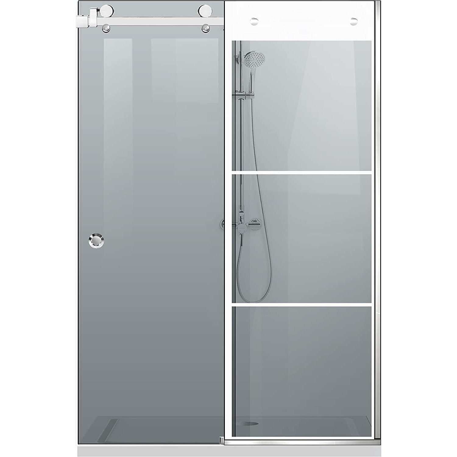 Paravan dus cu usa glisanta Glissando INOX, model Vintage alb, sticla ...