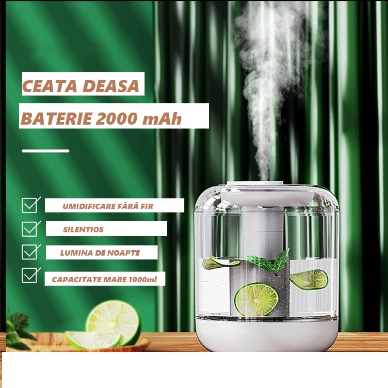 Difuzor Aromaterapie/Umidificator cu Ultrasunete TNS, Transparent ...