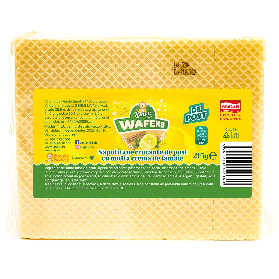 Napolitane crocante cu multa crema de lamaie, Arslan, 3 kg - eMAG.ro