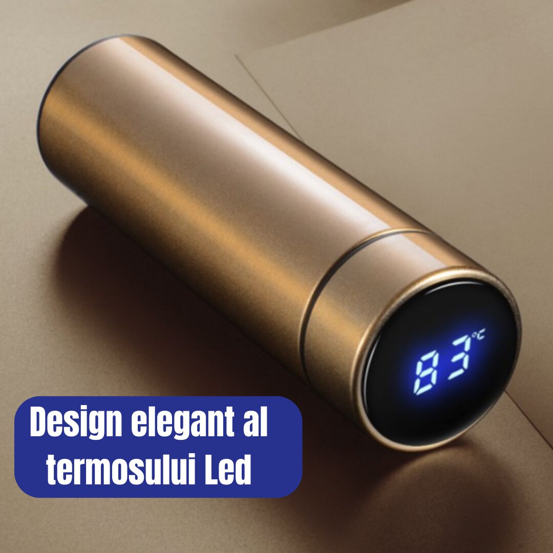 Termos, afisaj Led cu ecran tactil, indicator temperatura, otel ...