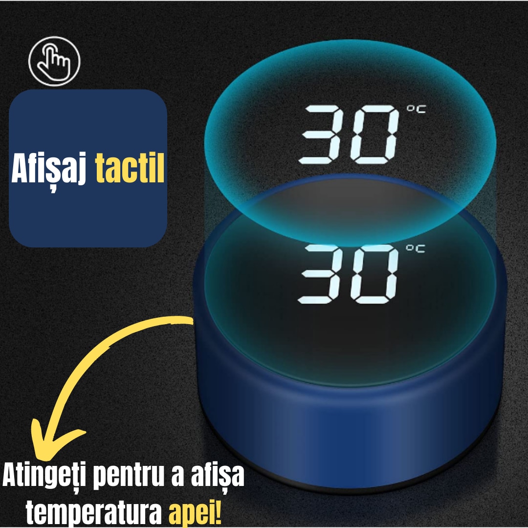 Termos, afisaj Led cu ecran tactil, indicator temperatura, otel ...