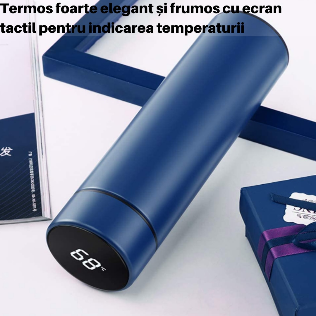 Termos, afisaj Led cu ecran tactil, indicator temperatura, otel ...