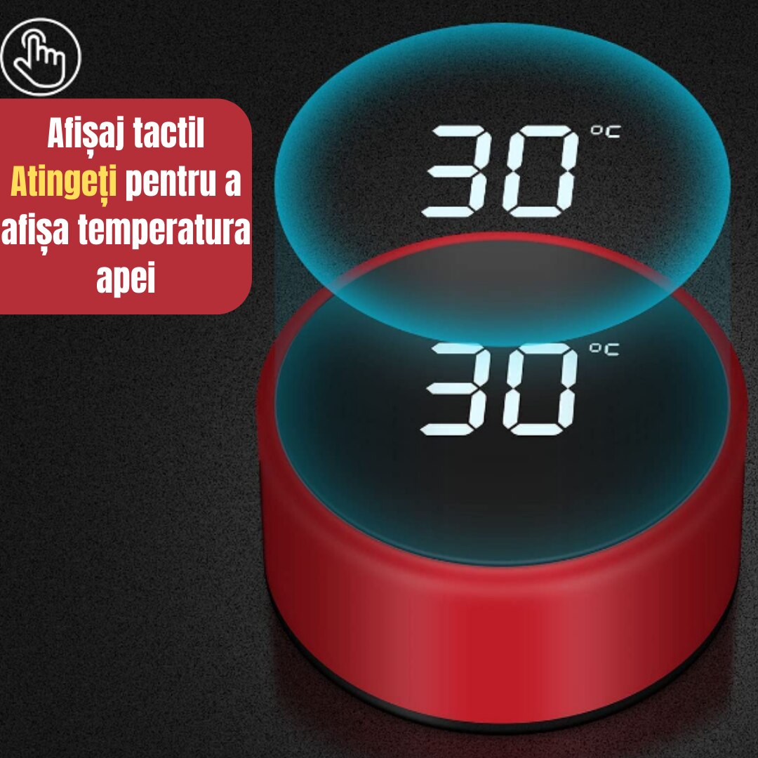 Termos, afisaj Led cu ecran tactil, indicator temperatura, otel ...