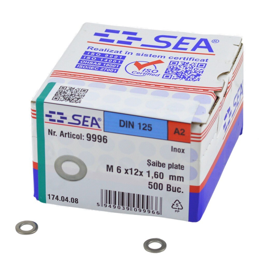 Set 500 Saibe plate DIN 125 A - M6 Inox A2 - eMAG.ro